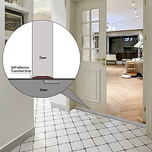 Floor Transition Strip 2" Self Adhesive Flat Vinyl Flooring Transitions Strip with Strong Backing (5cm, 20FT, Black)