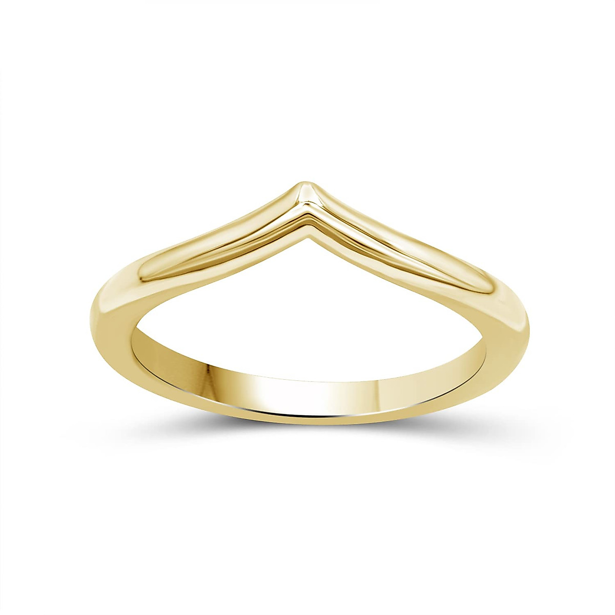 JEWELEXCESS 14k Gold over Silver Wishbone Friendship Ring for Women | Dainty Gold over Silver Promise Ring For Women | Silver Friendship Ring For Women