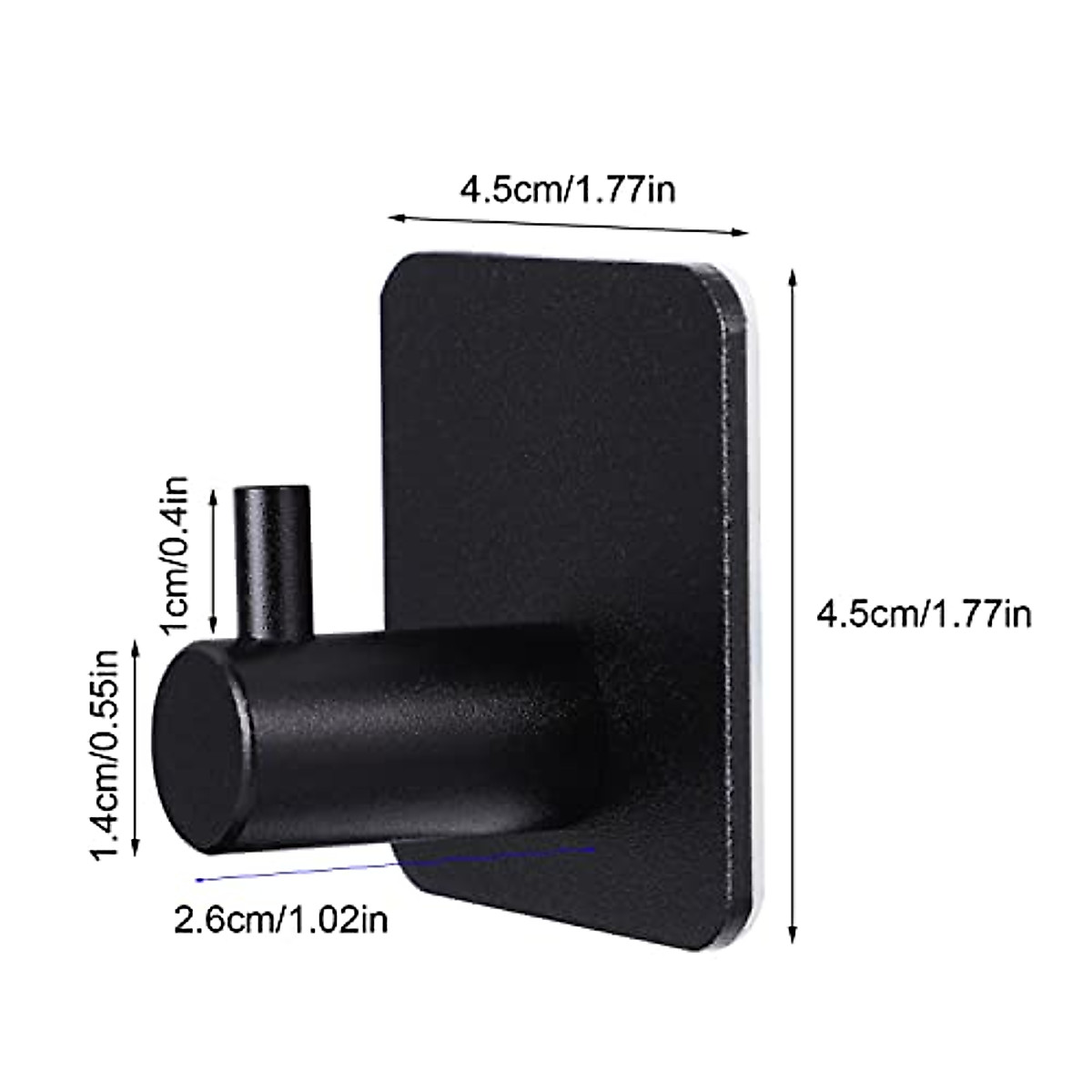 Prudiut 6 Pack Black Adhesive Hooks Heavy Duty Wall Hook Shower Hook Towel Hooks for Hanging Bathroom Bedroom Kitchen Door