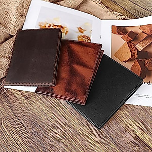 Polare Full Grain Leather Passport Holder RFID Blocking Travel Bifold Wallet Passport Holders 2 Passports (Dark Brown)