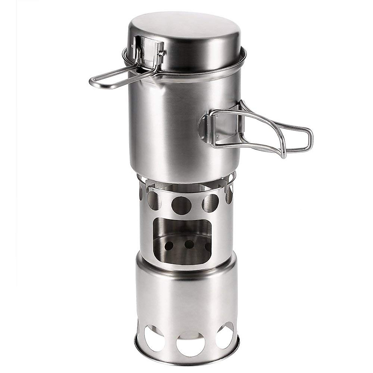 Lixada Camping Equipment, Portable Outdoor Cooking Pots and Pans Set, Stainless Steel Camping cookware set, 2PCS Camping Cookware with a Mesh Pouch