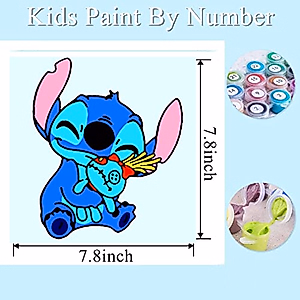 Cartoon Paint by Number for Kids - 4 Pack Cartoon Paint by Numbers for Kids Ages 4-8-12, Easy Paint with Numbers DIY Acrylic Oil Painting Kits for Home Wall Decor 8X8inch