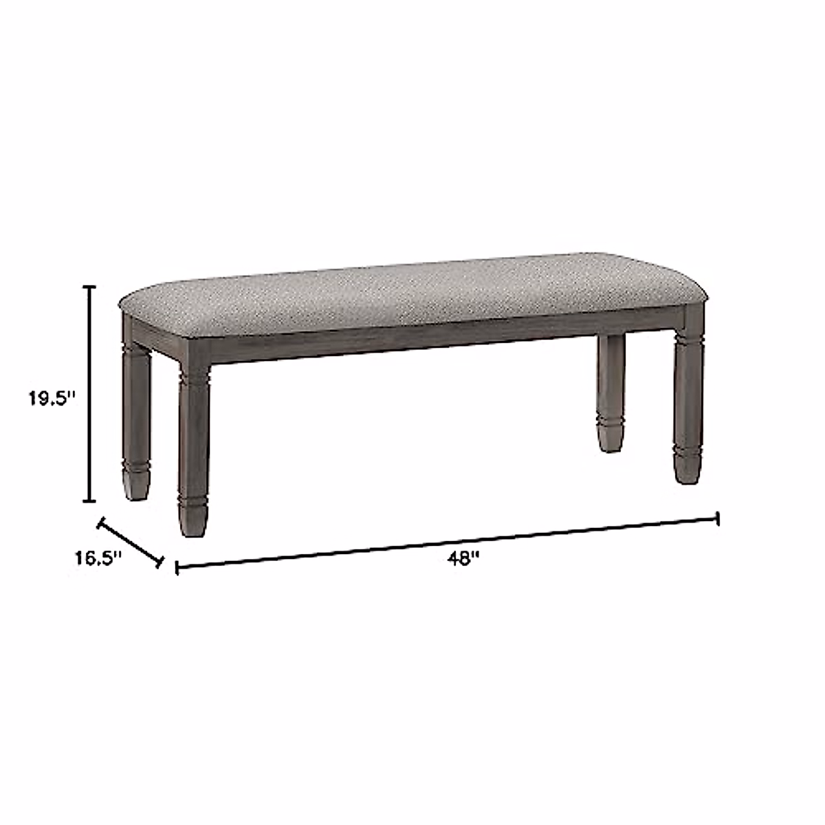 Lexicon Cailloux 48" Dining Bench, Antique Gray