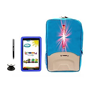 LINSAY 7" 2GB RAM 32GB Storage Android 12 Tablet with Blue Kids Defender Case, LED Backpack, Pop Holder and Pen Stylus