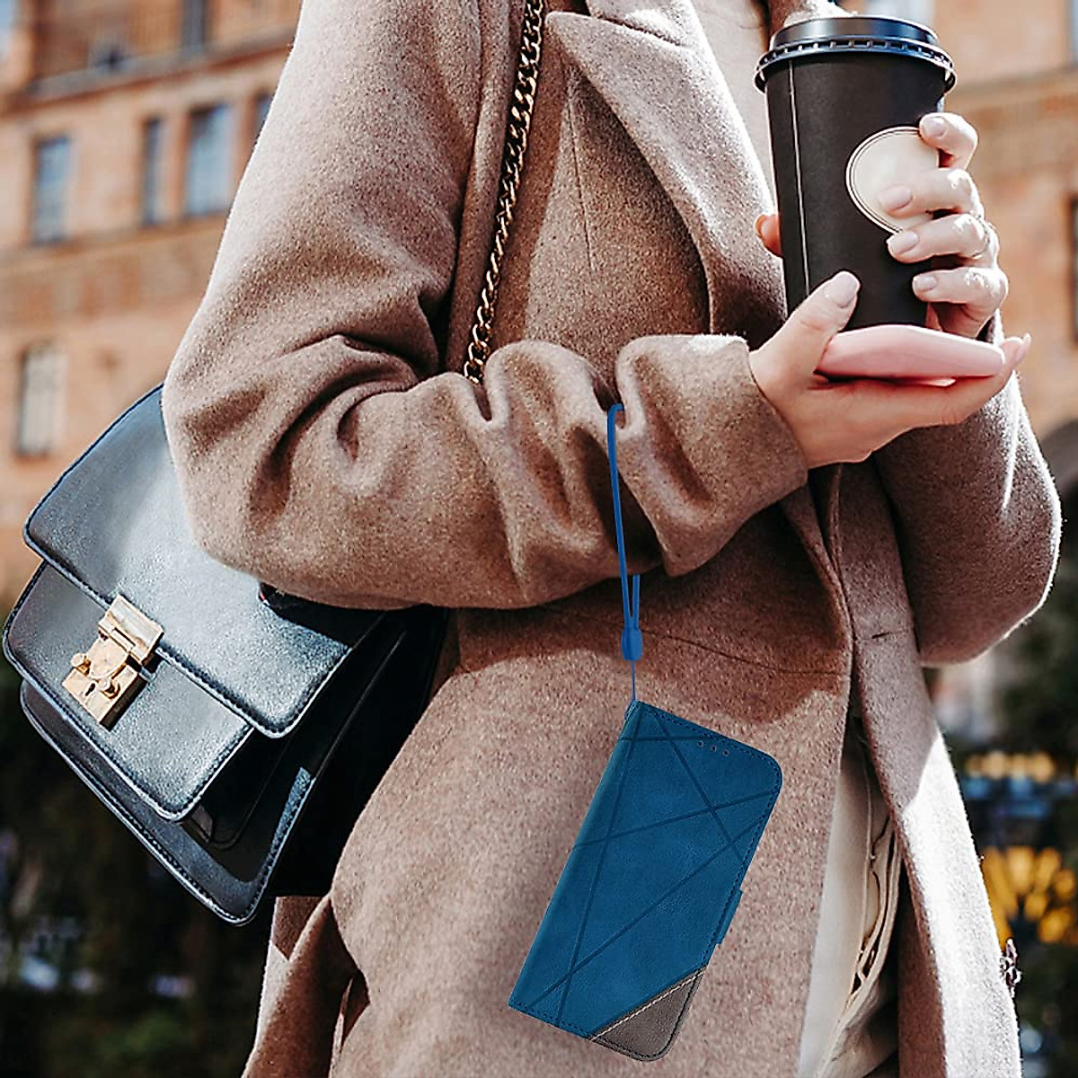 Compatible with Samsung Galaxy S21 Ultra 5G Wallet Case and Tempered Glass Screen Protector Wrist Strap Leather Flip Card Holder Stand Cell Phone Cover for S21ultra 21S S 21 21ultra G5 Women Men Blue