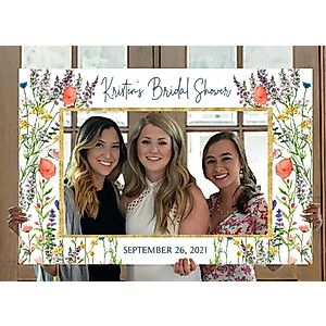 JeVenis Wildflower Bridal Shower Photo Booth Props Bride to Be Photo Booth Frame Floral Bridal Shower Party Supplies Hen Party Bachelorette Party Supplies
