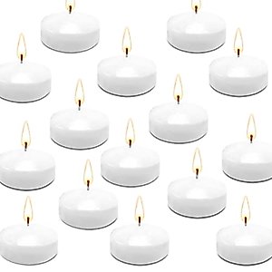 JHENG 50 Pack Floating Candles, 2'' White Unscented Dripless Wax Burning Candles, for Cylinder Vases, Weddings, Party and Holiday