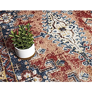 Unique Loom Utopia Collection Area Rug - Larissa (5' 1" x 8' Rectangle, Terracotta/ Blue)