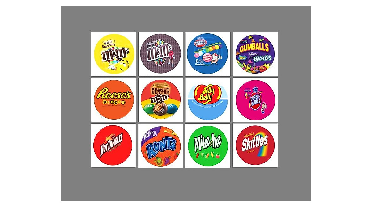 2" Round Candy Vending Machine Labels - 12 Pack