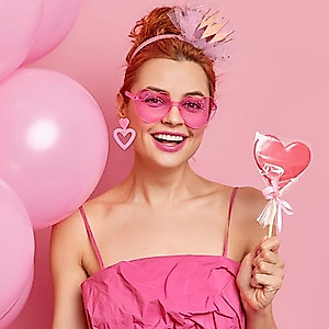 Pink Heart Earrings Double Heart Earrings Dangling Hot Pink Earrings Outfits Love Heart Dangle Earrings for Women Girls