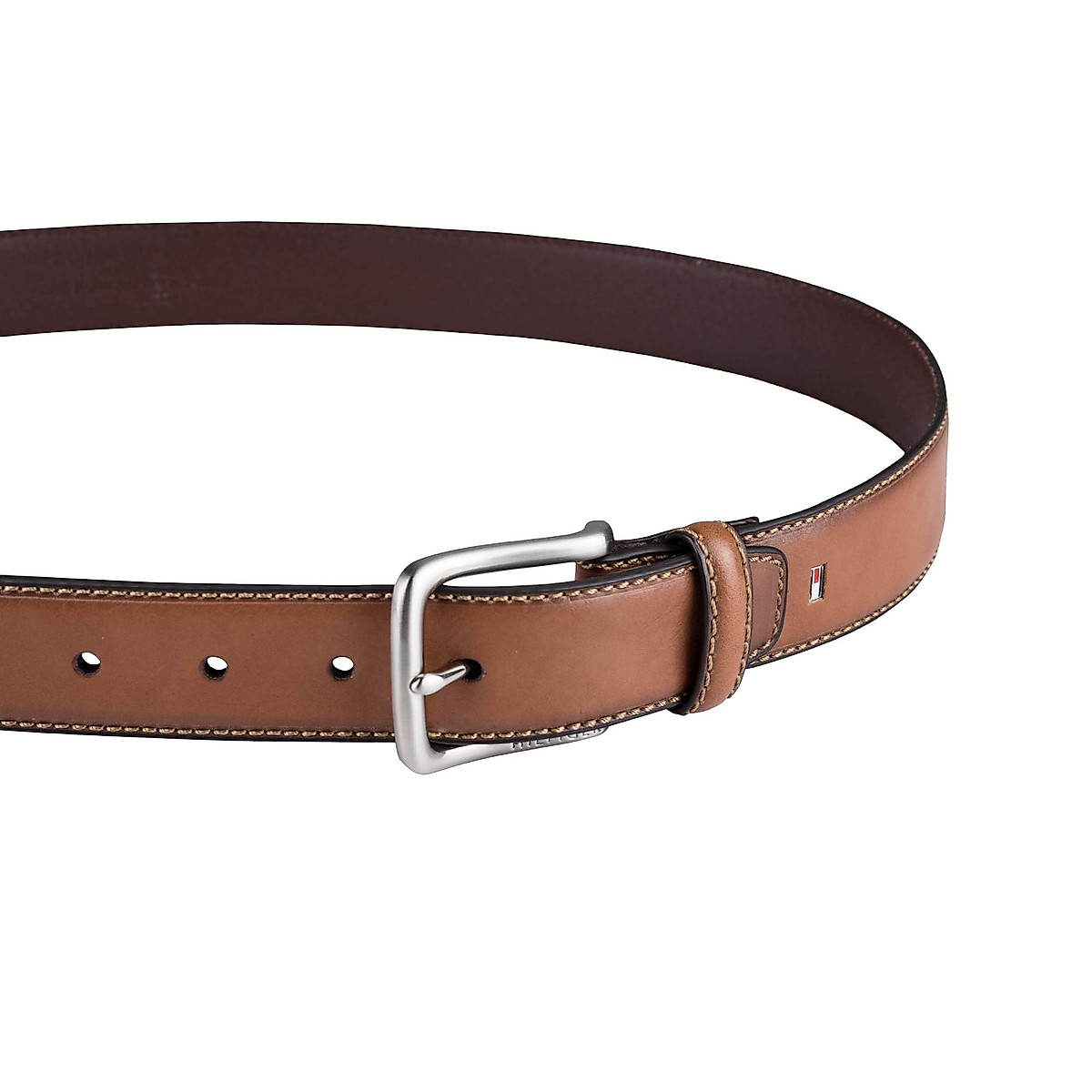 Tommy Hilfiger Men's Casual Jeans Belt, Brown Logo, 36