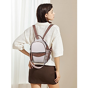 CLUCI Mini Backpack Purse for Women Fashion Leather Small Backpacks Ladies Shoulder Backpack Convertible Handbags Beige with Brwon