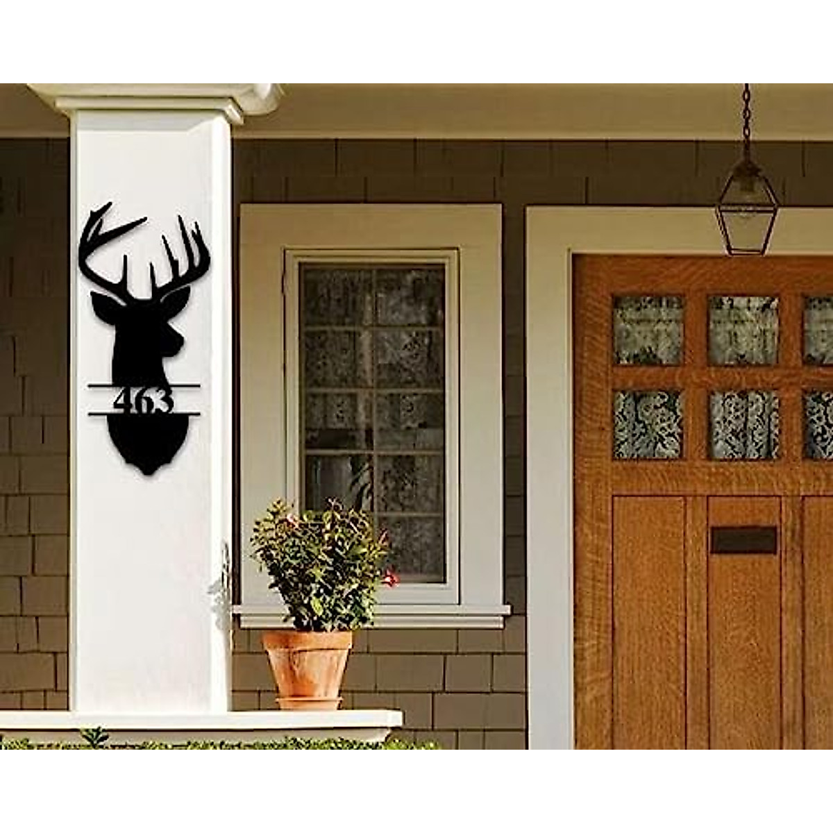 Personalized Deer Antler Address Metal Wall Art Sign Home Outdoor Custom Metal Address Sign 8x8 inches Black Power Coated Mailbox Sign Housewarming Gifts