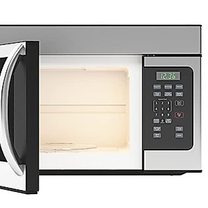 KoolMore KM-MOT-1SS 1.6 Cu. Ft. Over The Range Microwave Oven Lamp and 300CFM Recirculation Vent Hood, Auto Cook Menus, Reheat Function, 10 Power Levels, Timer, and Weight Defrost, Silver
