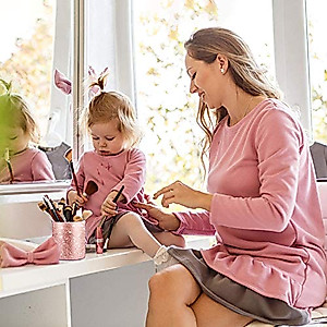 Pencil Cup, Pen Cup PU Glitter Pen Holder Shiny Pen Pencil Stand Pencil Holders Makeup Brush Holder Pen Pencil Organizer Case for Desk Organizer and Storage Box Office Classroom Home (Pink)