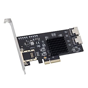 Syba 8 Port SATA III Non-RAID PCI-e x4 Controller Card Supports FreeNAS and ZFS RAID - Includes Mini SAS to SATA Breack Out Cables (SI-PEX40137)