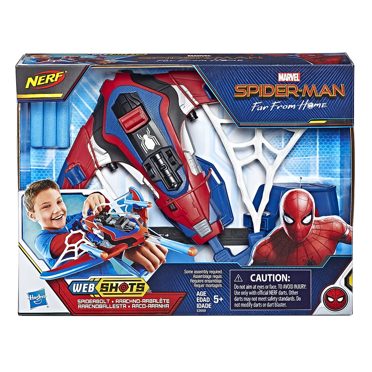 Marvel Spider-Man Web Shots Spiderbolt NERF Powered Blaster Toy, Fires Darts, Includes 3 Darts And Instructions, For Kids Ages 5 and Up (Amazon Exclusive)