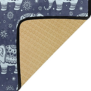 MOYYO Kitchen Mat Ethnic Indian Tribal Cute Elephant Kitchen Rug Mat Anti-Fatigue Comfort Floor Mat Non Slip Oil Stain Resistant Easy to Clean Kitchen Rug Bath Rug Carpet for Indoor Outdoor Doormat
