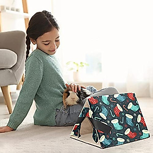 enheng Small Pet Hideout Christmas Candies Hamster House Guinea Pig Playhouse for Dwarf Rabbits Hedgehogs Chinchillas