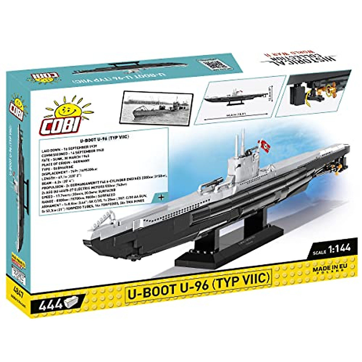 COBI Historical Collection WWII Warships U-Boot U-96 (Type VIIC) Submarine