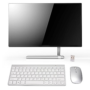 Goshyda Keyboard Mouse Combo, 1600-2400 DPI Adjustable Hot Keys Silent Ambience Stable Connection Slim Design Keyboard for Work Study Gaming