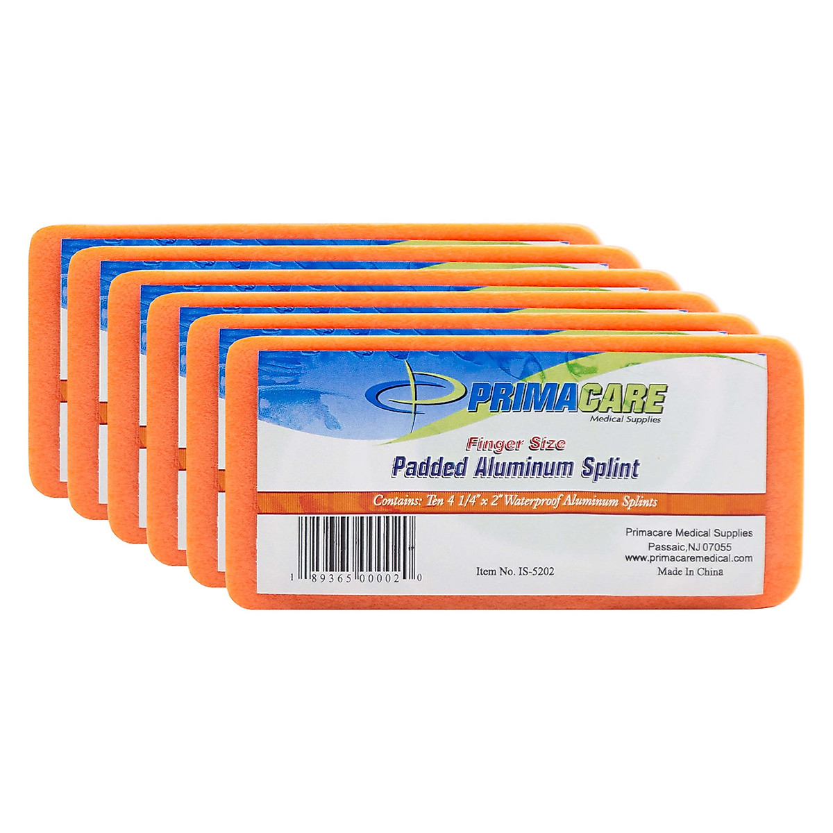 Primacare IS-5202 (Pack of 10) Padded Aluminum Finger Splints, Finger Brace for Pain Relief Sport Injuries, Basketball, Finger Buddy Wraps for Broken, Swollen Fingers or Dislocated Joint, 2", Orange
