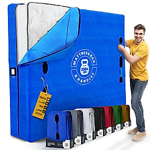 Mattress Bags for Moving with 8 Handles - Queen Size - Extra-Thick Mattress Bag for Moving - Reusable Mattress Storage Bag - Mattress Cover for Moving with Zipper, Moving Mattress Bag Protector