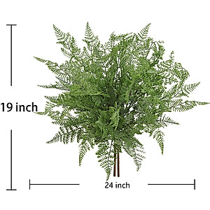 PLANT Artificial Boston Fern Plants Large Dusty Green Fake Greenery Shrubs 2 Pcs Faux Plant Bushes for Home Garden Office Farmhouse Indoor Outdoor Decor, 19 Inch