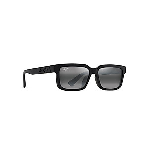 Maui Jim Hiapo AF Rectangle Sunglasses, Matte Black/Neutral Grey Polarized, Extra Large