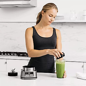 Ninja Foodi SS100 Stainless Steel Smoothie Blender Bowl Maker and Nutrient Extractor with 24-Oz Nutrient Extraction Cup, To-Go Lids and Hybrid Blades