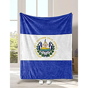 Carwayii El Salvador Flag Blanket,Cozy Thermal Sherpa Throw Blanket No Shedding Flannel Couch Lap Blanket for Bed Couch,Soft Office Blanket All Season 50''x60''