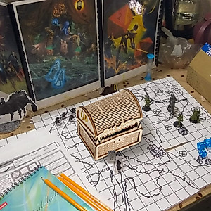 DND Mimic Chest Box Wood Laser Cut Dice Storage Case Perfect for Dungeons and Dragons, Board Game, Tabletop RPG and Gaming Accessories