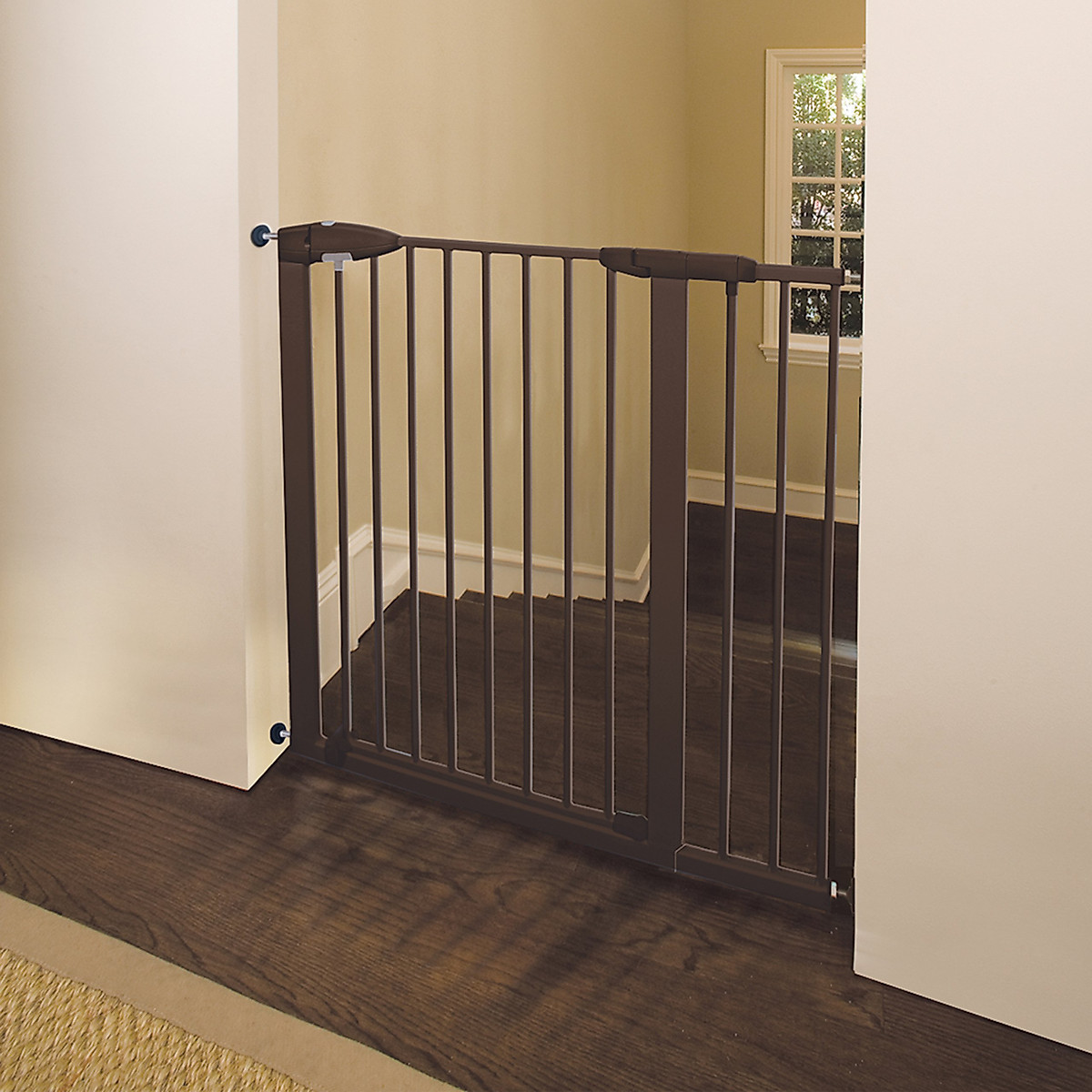 Munchkin® Easy Close XL™ Pressure Mounted Baby Gate for Stairs, Hallways and Doors, Walk Through with Door, 29.5" - 51.6" Wide, Metal, Bronze