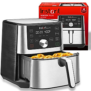 Instant Vortex Plus 6-in-1, 4QT Air Fryer Oven, From the Makers of Instant Pot with Customizable Smart Cooking Programs, Nonstick and Dishwasher-Safe Basket, App With Over 100 Recipes, Stainless Steel