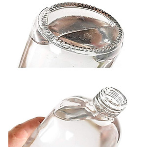 Yarlung 4 Pack 16 Oz Glass Pump Bottles, Clear Refillable Containers Glass Soap Dispenser for Essential Oils, Lotions, Cleaning Products, 4 Black Caps 6 Labels