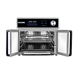 Kalorik MAXX Air Fryer Oven Grill Deluxe AFO 51041 SS |26 Quart Digital Smokeless Indoor Grill & Air Fryer Oven Combo - Always-Clean Interior, 12 Accessories, BBQ, Rotisserie| 1700W | Black & Stainless Steel