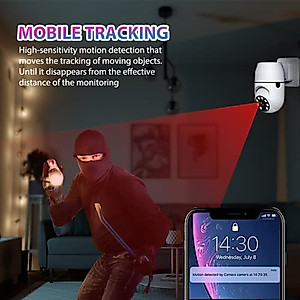 EVERSECU 1080P 2MP Wireless PTZ Security Camera Plugged Into The Power outlets & Play, Humanoid Auto Tracking, 2 Way Audio, Spotlight Color Night Vision, Tuya Smart Life App