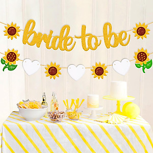 Bride To Be Banner Sunflower Bridal Shower Banner Sunflower Garland for Engagement Wedding Bachelorette Hen Party Supplies Glitter Gold Decoration