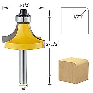 Yueqing Zhongji roundover Router bit 1/4 Shank Router bits 1/4 Shank 1/4-Inch Shank Roundover Edging Router Bit Set，Corner Rounding Edge Forming Bit Set， 1/8", 1/4", 3/8", 1/2" Radius (4 Pack)