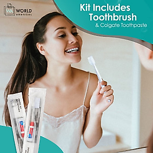 World Amenities - Bulk Disposable Dental Kit Bundle with Toothbrush and Toothpaste | 288 Count | Individually Wrapped - Travel Size Toiletries, Guest Hotel Amenities