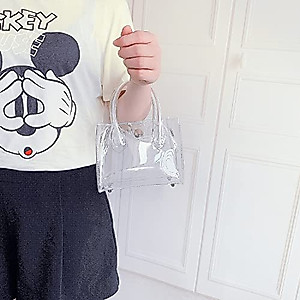 LAM GALLERY Mini Clear Purse,PVC Plastic Mini Clear Bag,Trendy Small Top Handle Clutch Handbag Crossbody Bag