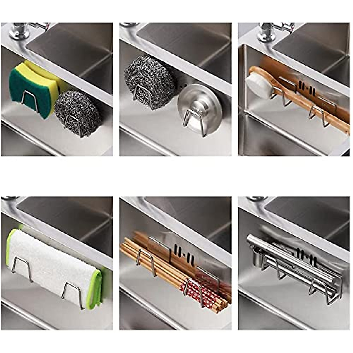 2Pack Adhexitol Sponge Holder for Kitchen Sink, Strong Adhesive Small Sponge Holder Rustproof & Waterproof Kitchen Sink Caddy - Minimal Size Save Sink Space- SUS304 Stainless Steel,Quick Drying