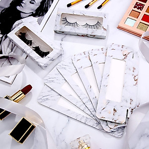 80 Pieces Empty Eyelashes Packaging Paper False Eyelash Storage Box Marble False Eyelash Cases without Trays for Women (Classic Patterns)