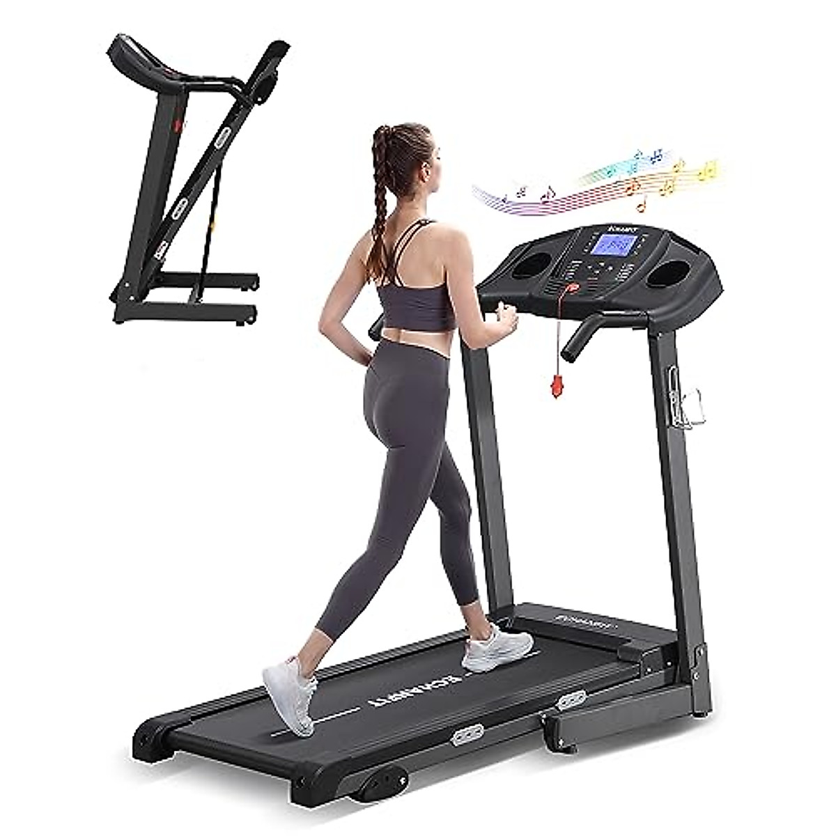 ECHANFIT Treadmill with Manual Incline and Bluetooth Speaker, 17.5" Wide Max 8.5 MPH Speed and 15 Preset Programs, 2.5 HP Folding Running Machine Treadmill for Home Gym Exercise Fitness