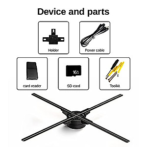 3D Hologram Fan Naked Eye LED Fan, Faryuan1600x1152 Hi-Resolution and WiFi Added Holographic Projector Fan,1152pcs Beads Hologram Advertising Display 3D Hologram Fan(65cm)