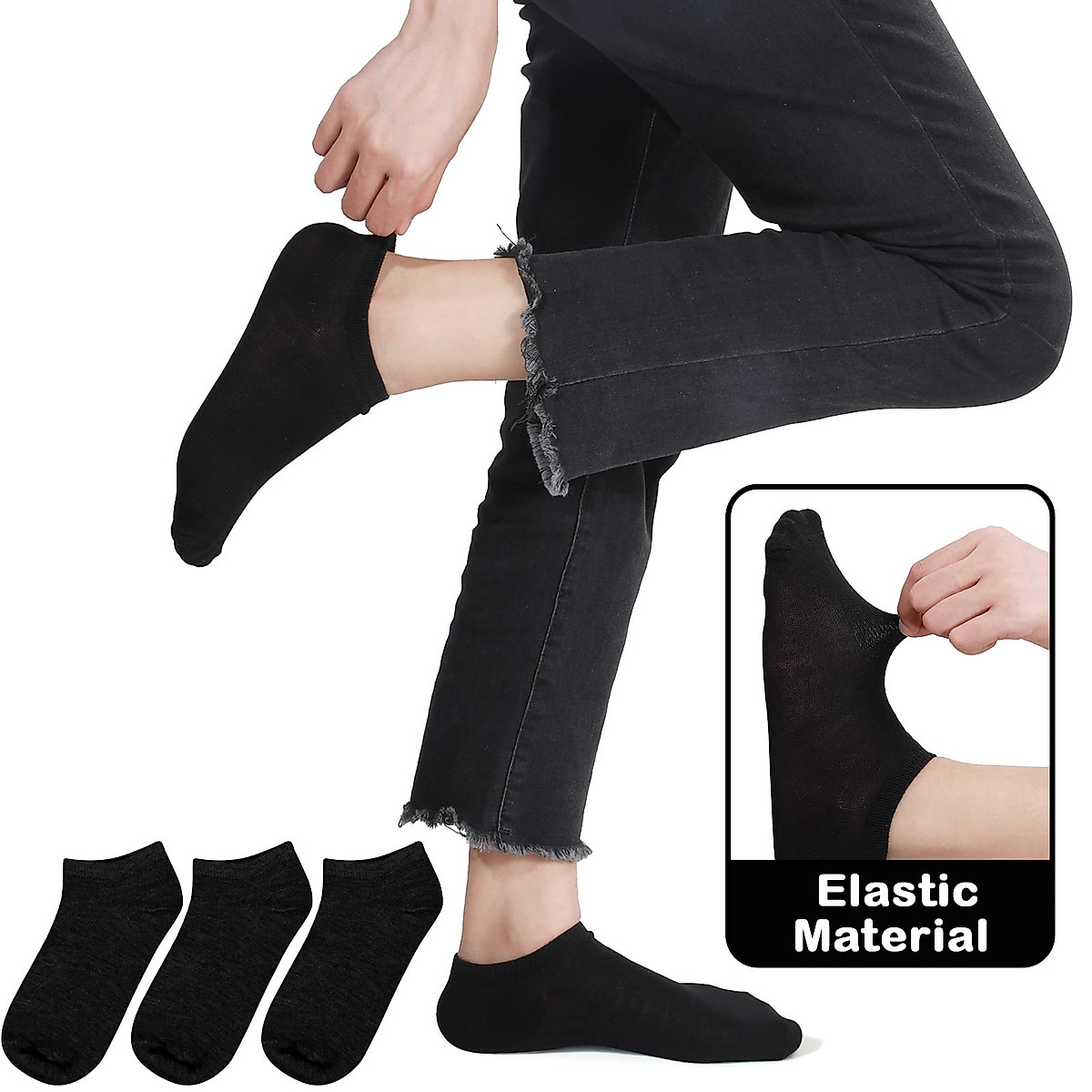 JaGely 100 Pairs Low Cut Ankle Socks Bulk for Women Men Thin Breathable Casual No Show Athletic Cotton Socks(Black)