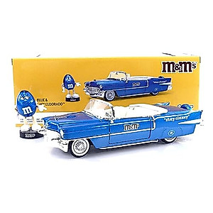 Jada Toys M&M's 1:24 1956 Cadillac El Dorado Die-cast Car w/ 2.75" Blue Figure, Toys for Kids and Adults