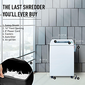 4005 Cross Cut Commercial Office Paper Shredder with Automatic Oiler, Continuous Operation, 37-39 Sheet Capacity, 44 Gal Bin, 20AMP Required