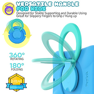 PEPKOO Kids Case for Apple iPad 9th 8th 7th Generation 10.2 inch 2021 2020 2019 – Lightweight Flexible Shockproof, Folding Handle Stand, Full Body Boy Girl Cover , Blue Mint