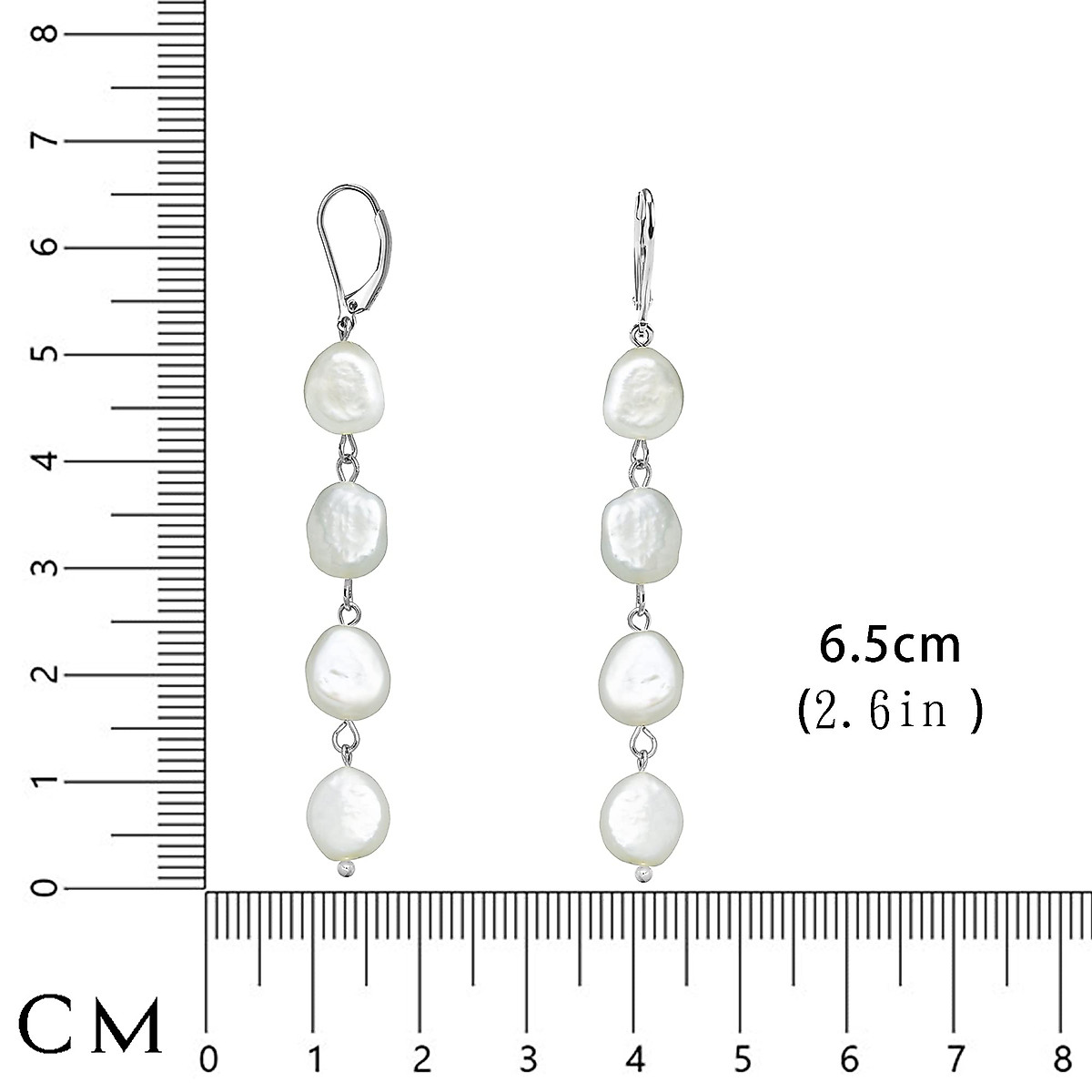 Pearl Dangle Drop Earrings for Women, Long White Pearl with Sterling Silver Post Sensitive Ears,Gold Plated 925 Silver Wedding Earrings Gift (Silver long)